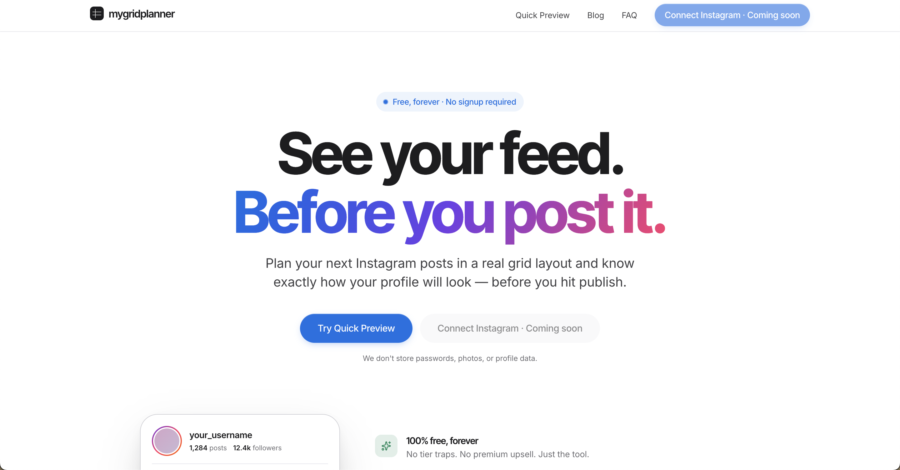 MyGridPlanner - Free Instagram Grid Planner & Preview Tool